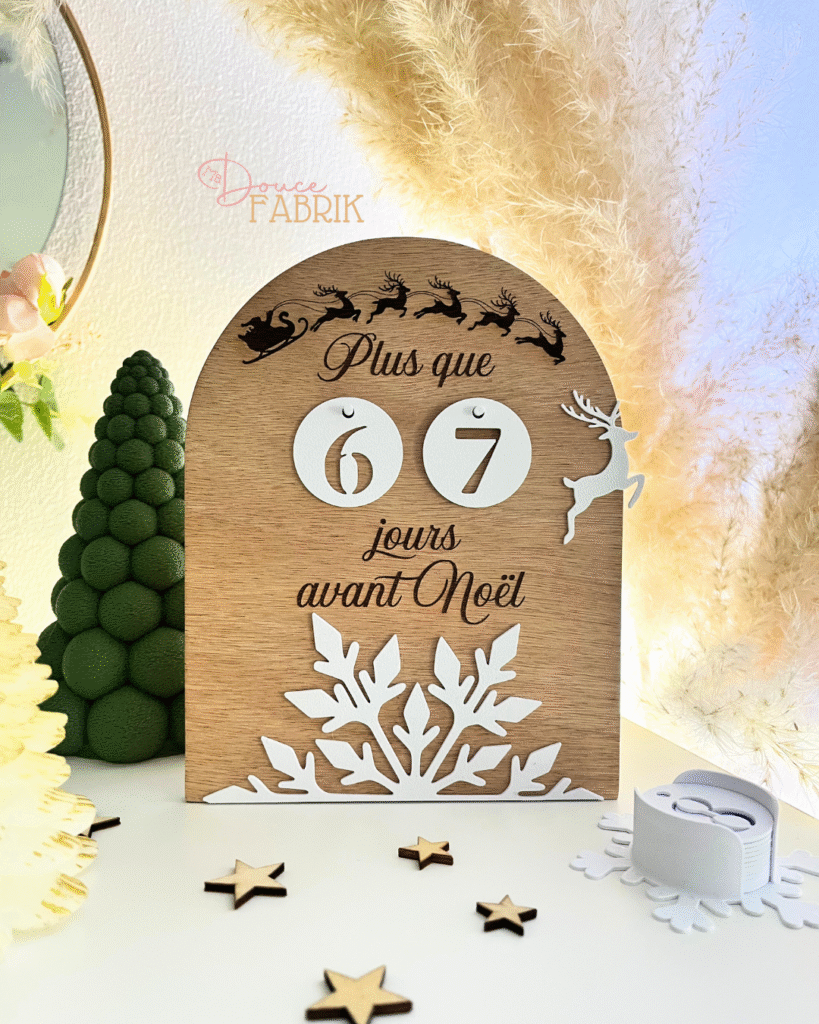 Décompte avant Noël personnalisé – Bois & 3D, flocon rangement chiffres ...